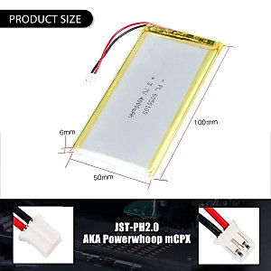 AKZYTUE 3.7V 4000mAh 6050100 Lipo battery Rechargeable Lithium Polymer Ion Battery Pack with PH2.0mm JST Connector