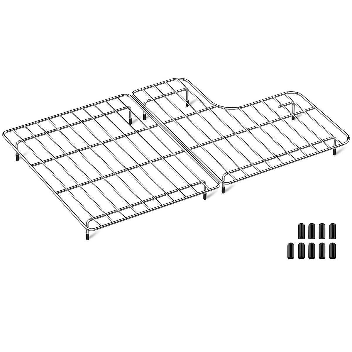 Dreyoo Sink Racks Compatible with Kohler Whitehaven K-6486 and K-6487 Sink, 304 Stainless Steel Sink Protectors for Kitchen Sink with 9 Additional Rubber Feet, 14.68 x 23 x 1.61 in (Classic Style)
