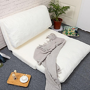 ALIMORDEN Mattress Sofa Folding Floor Couch, White Multifunctional Foam Filling Bean Bag, Super Soft Plush Removable Cover, for Nap & Family Time in Living Room, Bedroom, Salon, Office