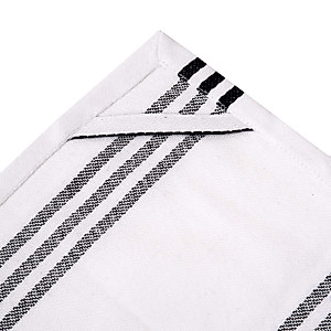 Urban Villa Kitchen Towels 100% Cotton Pack of 6, Highly Absorbent Quick Drying Super Soft Premium Dish Towels for Kitchen with Hanging Loop Hand & Tea Towels - 20x30 Inch, (Black & White, Striped)