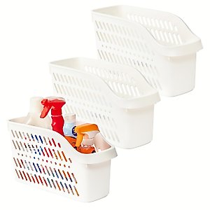 LUFOFOX 3 Pack Under Sink Organizer with Wheels Pull Out Kitchen Bathroom Cabinet Organizers and Storage Multi-purpose Plastic Organizer Baskets for Cleaning Supplies, Bottles