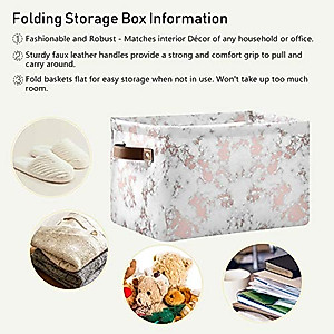 Mazeann Rose Gold Marble Storage Basket Bin Collapsible Foldable for Clothes Toys Storage Cabinets Waterproof Storage Box 15 x 11 x 9.5 inches, 2PCS