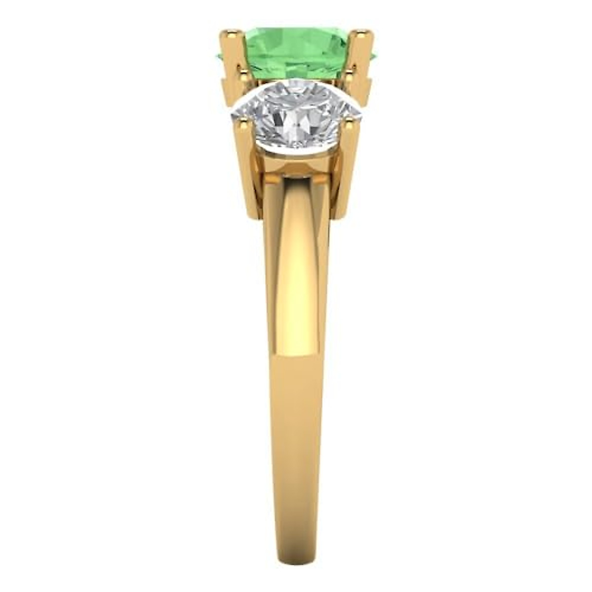 Clara Pucci 3.25 ct Round Cut 3 stone Genuine Green Simulated Diamond Engagement Promise Anniversary Bridal Ring 18K Yellow Gold 6.5