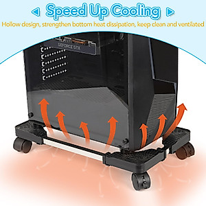 Retyion Mobile CPU Stand Adjustable Computer Tower Stand with Locking Caster Wheels Under Home Office Desk (W: 9.06" to 14.57")
