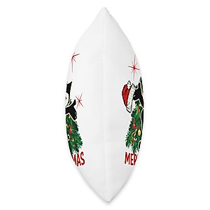 Felix Cat Cartoon Merry Christmas Holiday Designs Merry Christmas Felix Classic Holiday Joy Xmas Tree Throw Pillow, 18x18, Multicolor