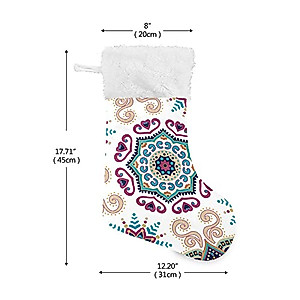 Kigai Christmas Stockings Bohemian Ceramic Style Large Candy Stockings Stuffers Kids Cute Xmas Sock Decorations 1PC for Home Holiday Party 12" x18"