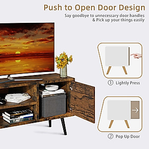 Vongrasig TV Stand for 55 Inch TV, Entertainment Center, Media Console Table with Open Shelves and Storage Drawer for Bedroom, Living Room, Wood Modern Farmhouse Television Stands, Rustic Brown