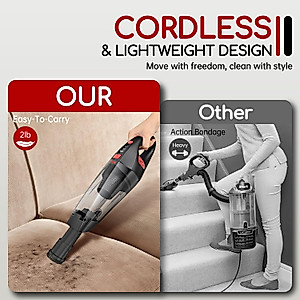 Handheld Vacuum Cordless Upgrade 9000PA, IMINSO Hand Vacuum with LED Light, Rechargeable Car Vacuum Cordless, Hand Held Vacuum Cleaner, Mini Vacuum for Car/Home, Lightweight Portable Vacuum