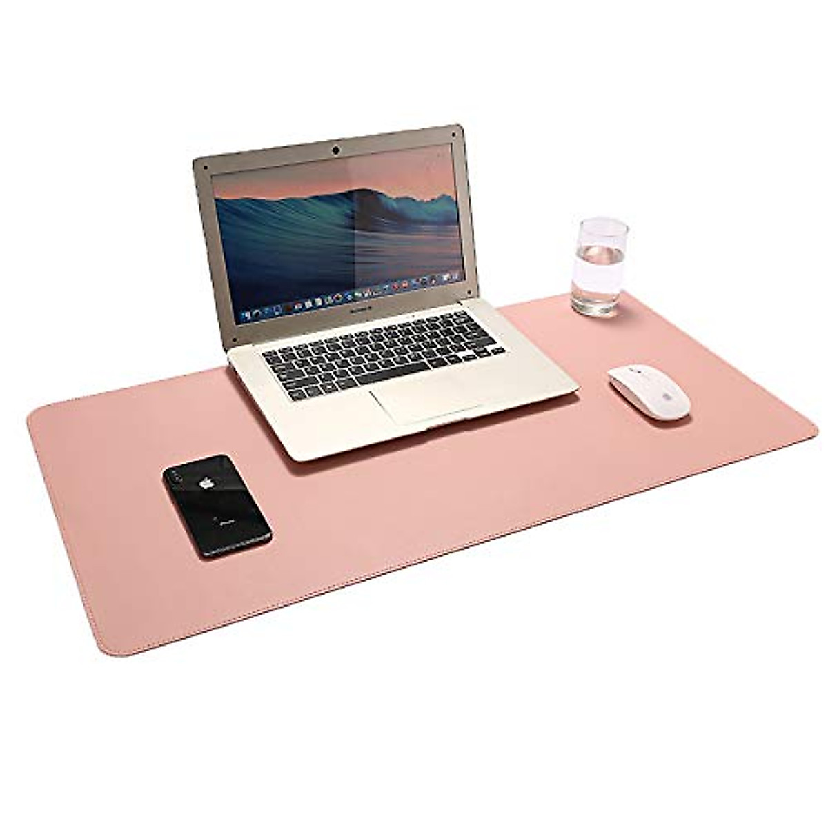 Everenty Writing Desk Pad Protector,Non-Slip PU Leather Desk,Mouse Pad,Office Desk Mat,Laptop Desk Pad,Waterproof Desk Writing Pad for Office and Home(31.5" x 15.7") (Pink)