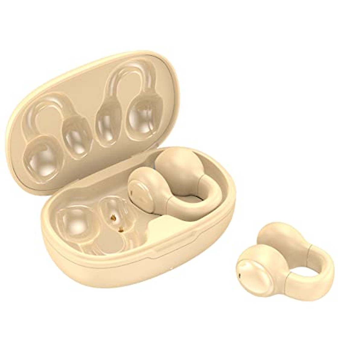 Wireless Ear Clip Earbuds Bluetooth Open Ear HiFi Stereo Sound Waterproof Bluetooth Bone Conduction Earbuds Long Battery Life for Cycling，Driving，Working