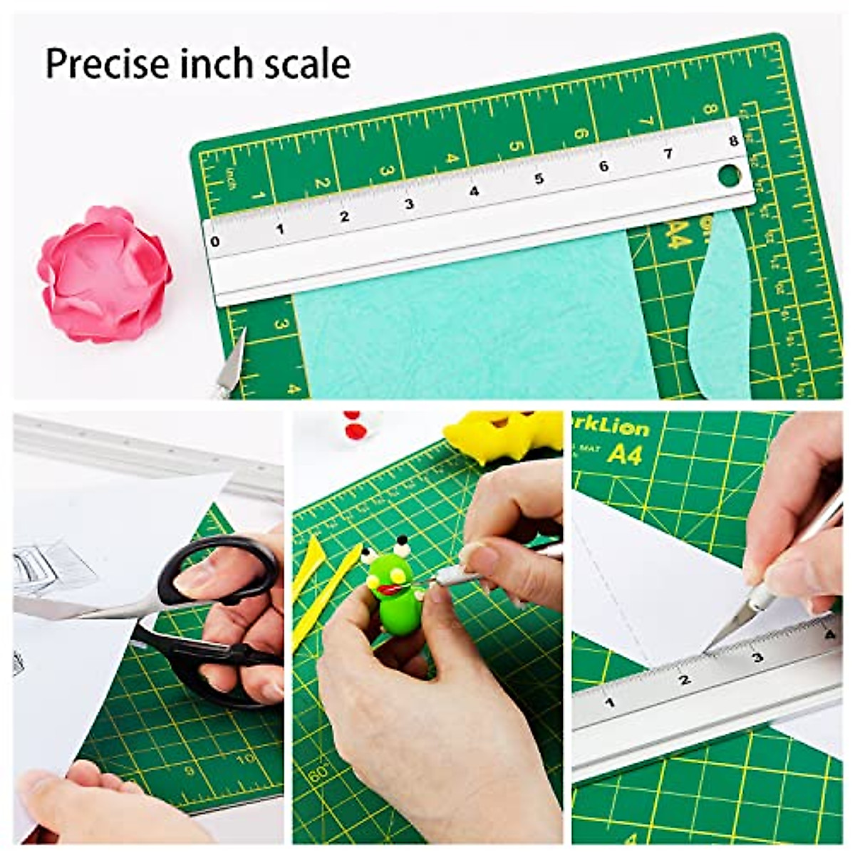 WORKLION Craft Knife and Mat Set: Precision Carving Utility Knive &10 Pcs Replacement Blades & Self-Healing Cutting Mat 12 x 9 & Multipurpose Scissors & Aluminium Ruler for Art Craft Projects