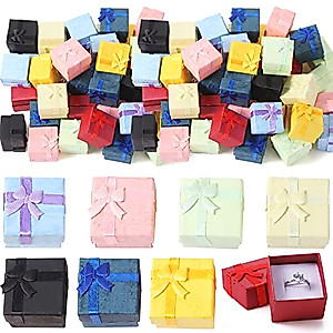 48 Pcs Jewelry Gift Box Set Cardboard Paper Jewelry Boxes with Ribbons Bowknot Assorted Earring Necklaces Ring Boxes Jewelry Packaging Gift Cases for Anniversaries Weddings Birthdays, 8 Colors