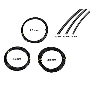 3 Pieces 10m Bonsai Wire Craft Aluminium Wire Bonsai Training Tools - Black (1.0 mm / 1.5 mm / 2.0 mm, 10m for Each Size)