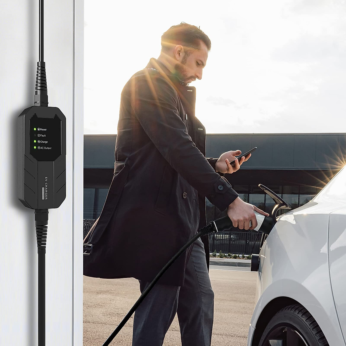 MEGEAR Skysword Level 2 EV Charger, 240V 16A 25FT Portable EVSE, NEMA 14-50 Plug Electric Vehicle Charging Station