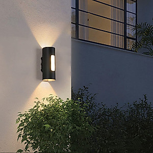 CHENBAI Modern Outdoor LED Wall Sconce Lighting Fixture 12W Warm White Up and Down Indoor Wall Lamps IP65 Porch Light Fixture Waterproof for Garden Courtyard Wall Hallway Home Room Decor