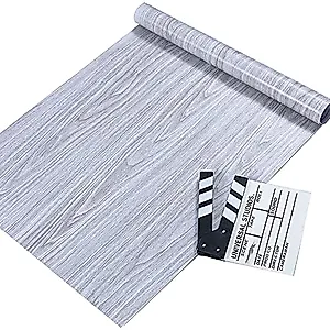 Self Adhesive Vinyl Grey Oak Wood Grain Shelf Liner Contact Paper for Kitchen Cabinets Countertop Table Desk Dresser Drawer Cupboard Bookshelves Furniture Walls Decal (17.7x117 Inches)