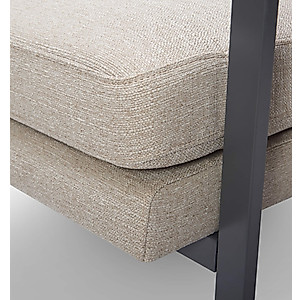 Tommy Hilfiger Russell AccentChair, Medium-Soft Pillow Back, Mid-Century Modern & Industrial Armchair, Comfortable LoungeChair for Living Room, Bedroom, or Office, Gray Square Metal Frame in Linen