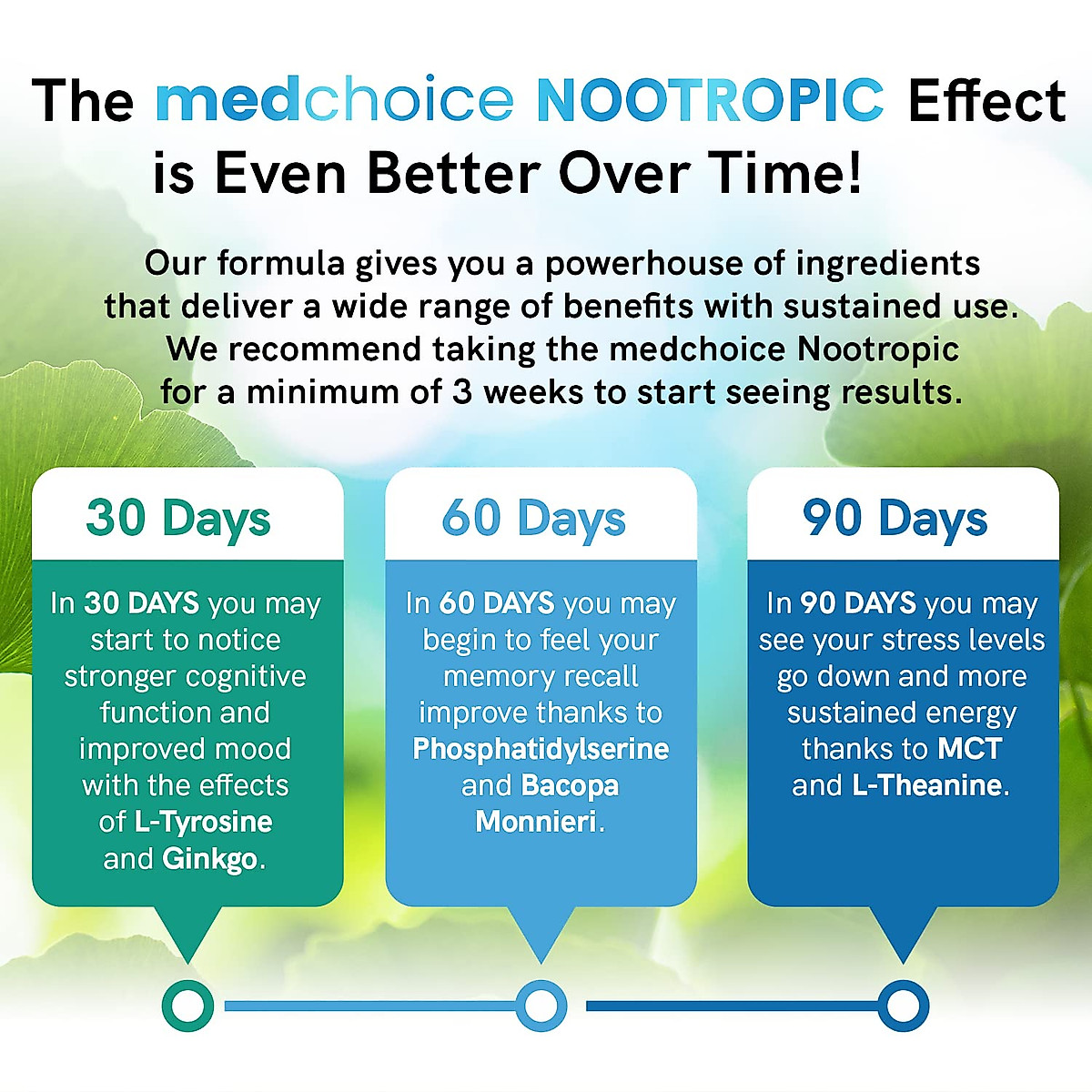 12-in-1 Nootropic Brain Supplement Anhydrous: Ginkgo Biloba for Brain Support, Memory and Focus - B12, Alpha GPC, L Theanine and Choline Supplements with Bioperine non Caffeinated 1321mg (120ct)
