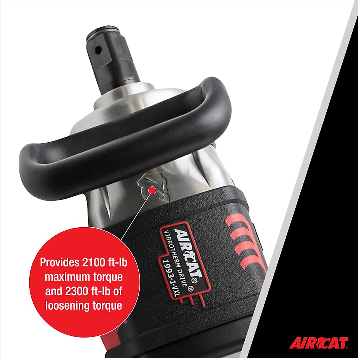AIRCAT Pneumatic Tools 1993-1-VXL: 1-Inch Vibrotherm Drive Composite Straight Impact Wrench 2,300 ft-lbs - Standard Anvil