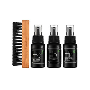 SNEAKER LAB Complete Hat Care Kit - Cleaner + Deodorizer + Protector + Premium Brush - Perfect for Most Materials - 1.7 Fl Oz Bottles