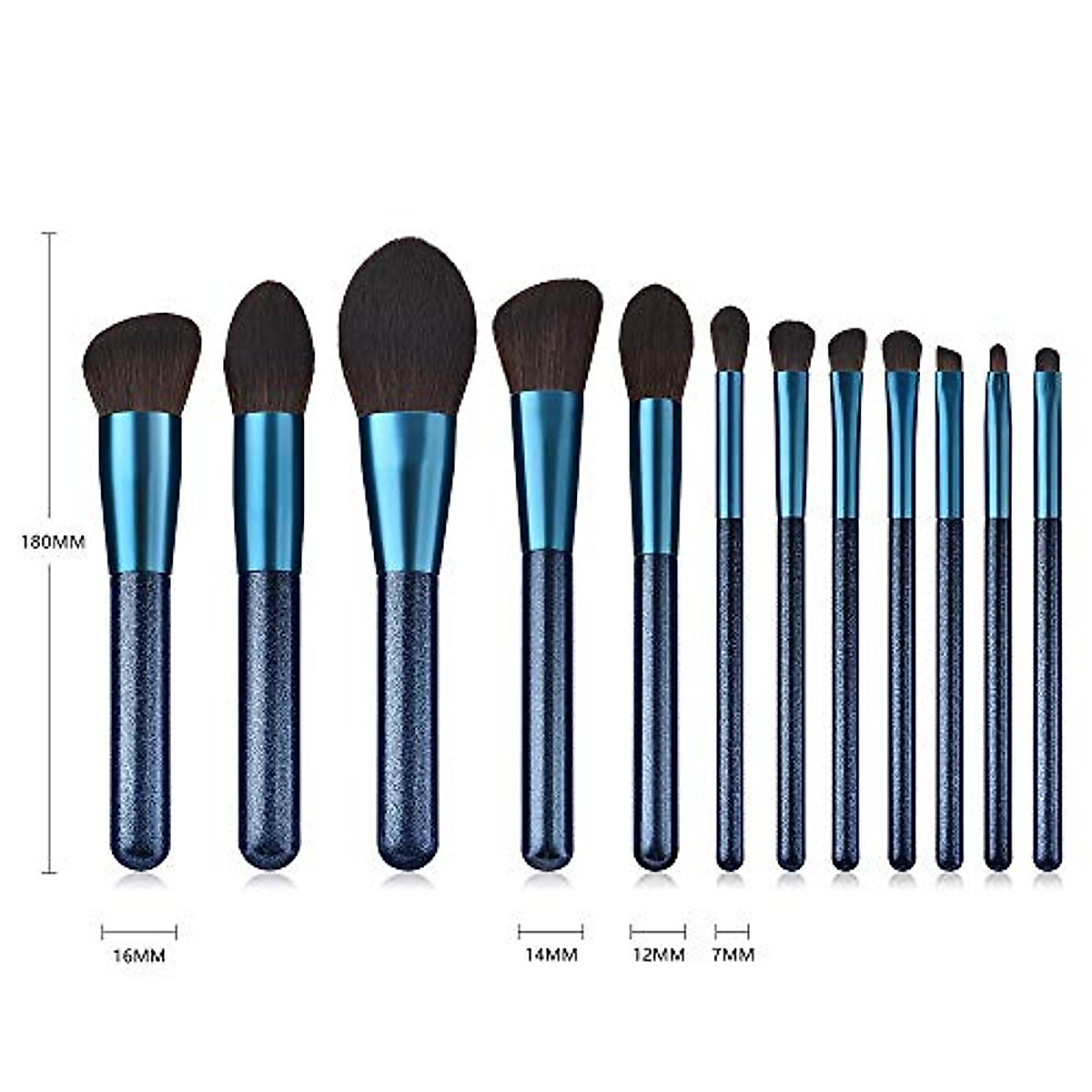 Silicone Shower Hair Brush Eyeliner Cheek Brush Cosmetic Brow 12Pcs Powder Set Tool Eyeshadow Makeup Brush Ring Cover