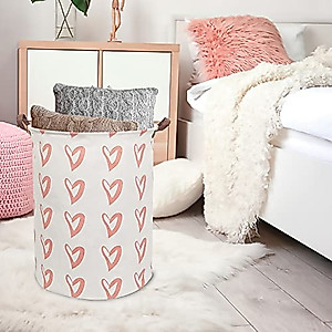 CLOCOR Large Storage Basket,Canvas Fabric Waterproof Storage Bin Collapsible Laundry Hamper for Home,Kids,Toy Organizer (Orange Heart)