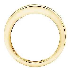 VIP Jewelry Art 1.00 CT TW Channel Set Princess Cut Diamond Anniversary Wedding Ring in 14k Yellow Gold - Size 8