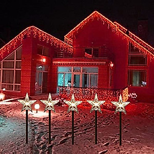 Solar Christmas Pathway Lights Outdoor, 2 Lighting Modes Solar Powered Stake Lights Waterproof, Christmas Decorations for Garden, Yard, Pathway, Lawn,Patio,Home Decor(5 Stars)