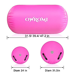 Inflatable Gymnastics Air Mat Tumble Track with Gymnastics Air Barrel - Inflatable Air Spot Tumbler Backbend Trainer Air Roller Tumbling Mat with Electric Pump