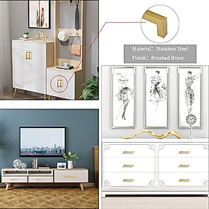 goldenwarm 5 Pack Gold Cabinet Pulls Brushed Brass Drawer Pulls - J12GD320 Gold Kitchen Cabinet Handles Square Bar Pulls Antique Brass Bathroom Cabinet Hardware 12-3/5 Inches Hole Spacing