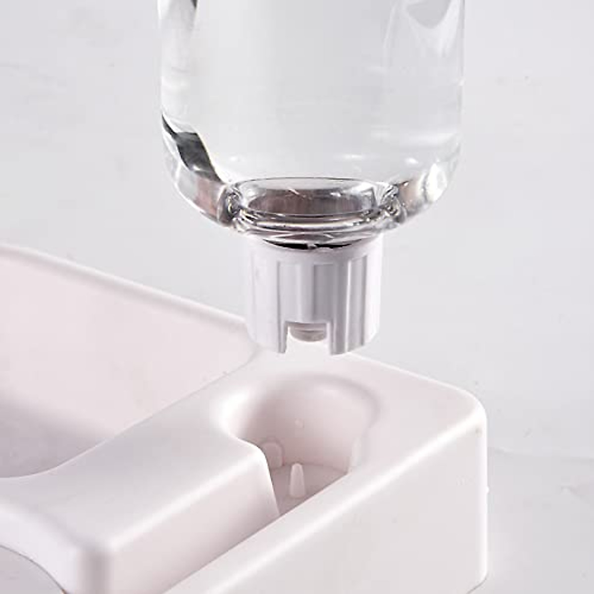 Bibabala Automatic Pet Feeder and Water Dispenser, 2 in 1 Feeder Bowl with Water Bottle Detachable, Fit for Small Dogs and Cats Kitten Puppy Rabbit Bunny(White)