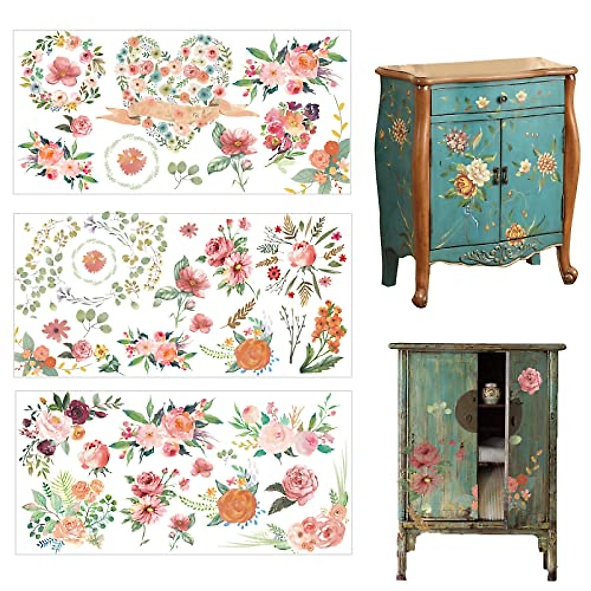 3 Sheets Rub on Transfers for Furniture, Farmhouse Rub on Transfers for Crafts, Furniture Rub on Transfer Stickers for Wood Home Decor Transfers,13.78 * 6.89inches