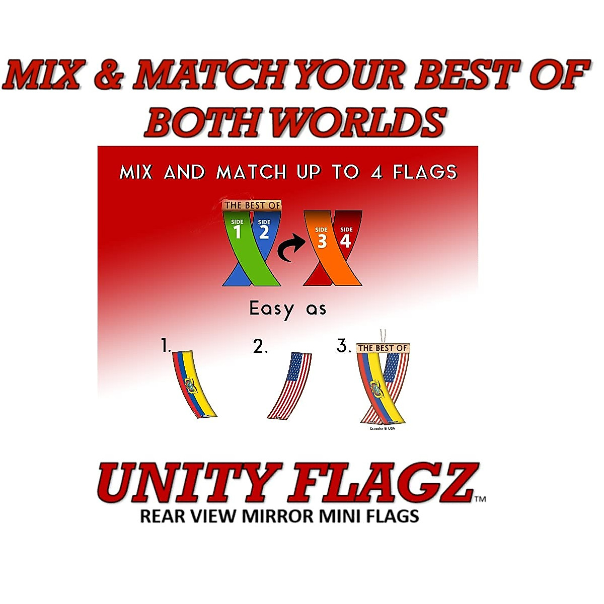 PUERTO RICO AND PERU PERURICAN BORICUA PERUVIAN CARIBBEAN SOUTH AMERICAN REARVIEW MIRROR MINI BANNER HANGING FLAGS FOR THE CAR UNITY FLAGZ™