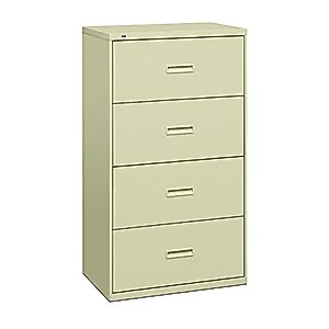 HON Filing Cabinet - 400 Series Four-Drawer Lateral File Cabinet, 36w x 19-1/4d x 53-1/4h, Putty (434LL)