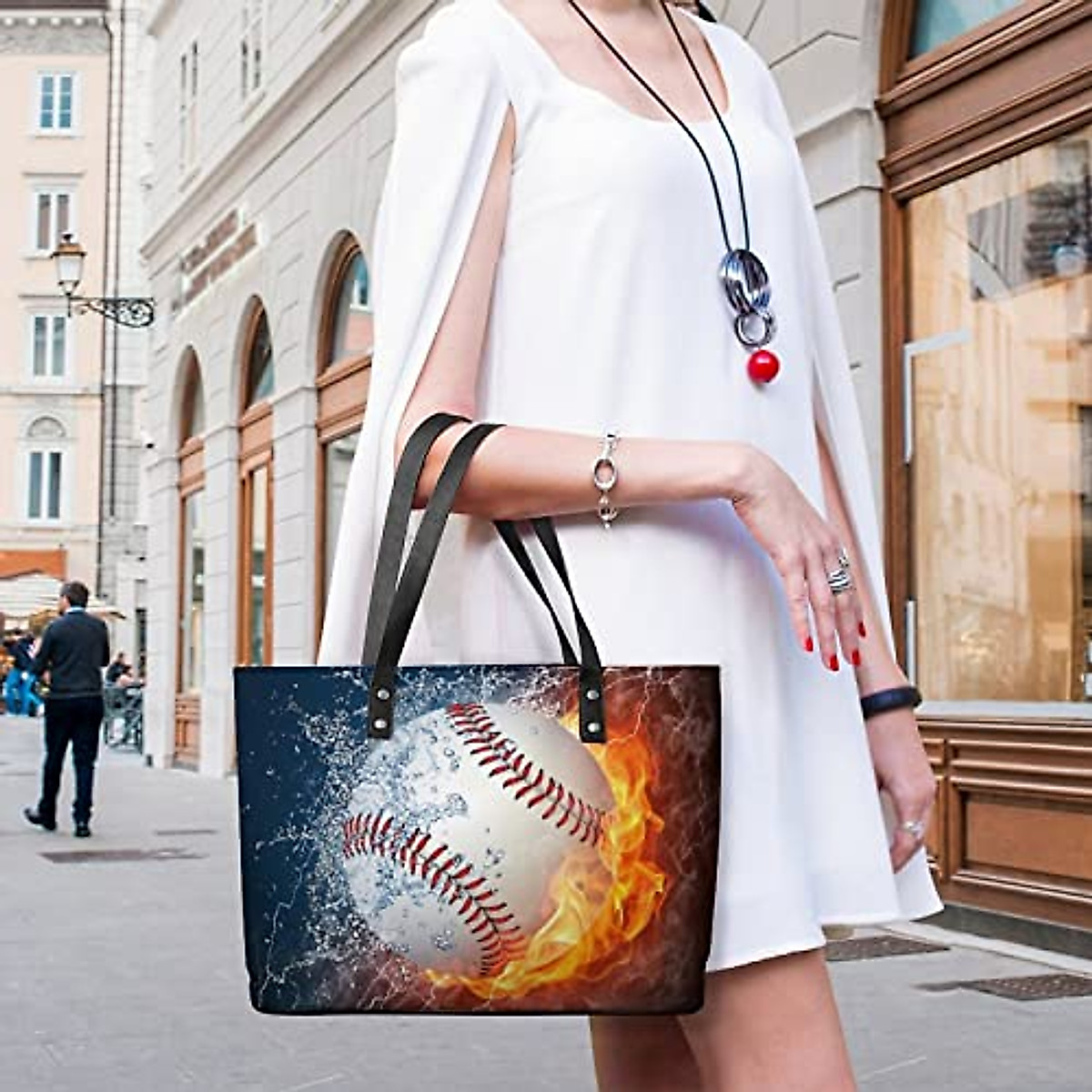Womens Handbag Baseball Ball Leather Tote Bag Top Handle Satchel Bags For Lady