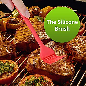 Eastking BBQ Gloves/BBQ Claws/Meat Thermometer and Silicone Brush Superior Value Premium Set (4pcs Set) - Heat Resistant/Non-Slip/Safe/Cooking/Grilling Silicone Gloves for Indoor & Outdoor (Orange)