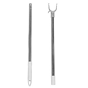 Angoily Long Reach Pole Hook Telescopic Closet Reacher Pole Adjustable Clothesline Pole Reach Stick Clothing Hook Laundry Clothing Hanger Assist Tool 131cm