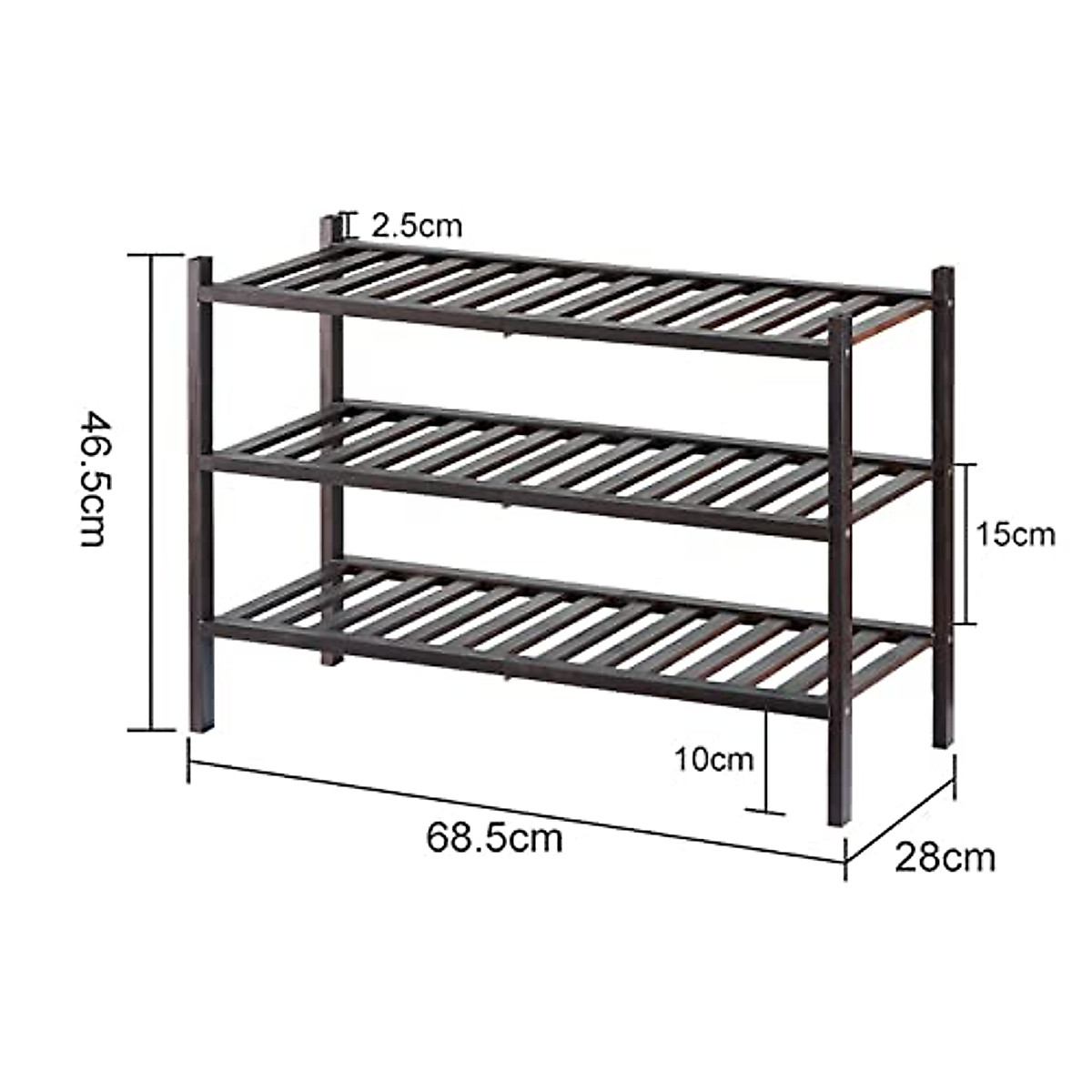 FUNGTN 2/3 Tier Bamboo Shoe Rack, Stand Shelf Shelving Hallway Easy Build Shelves, Large Storage Capacity Wooden Shoe Stand and Organiser, Perfect for Hallway, Bedroom, Small Spaces,B-Three~Layers