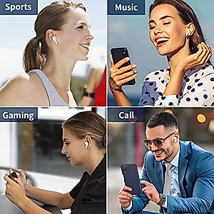 Bluetooth 5.3 Headphones for Samsung S22 S23 Ultra Flip Fold A54 A53 A12,True Wireless Noise Canceling Earbuds,Bluetooth Earbud Earphones,Sweat Resistant,HD Mic,Deep Bass for iPhone 15 Pro Pixel 6a