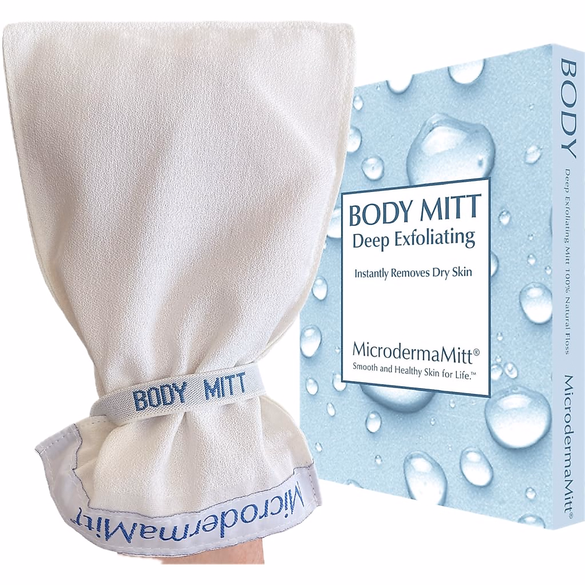 MicrodermaMitt Deep Exfoliating Mitt for Shower – Dead & Dry Skin Remover - Keratosis Pilaris – Body Exfoliator Glove for Men & Women - No Dyes
