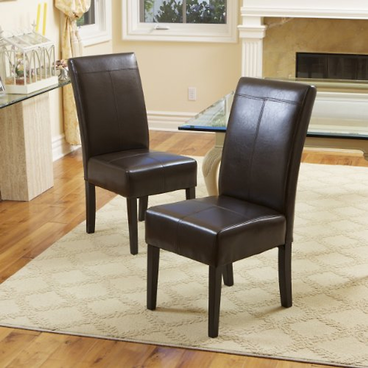 Christopher Knight Home Emilia Chocolate Brown Leather Dining Chairs (Set of 2)