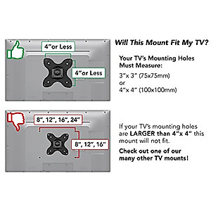 Mount-It! Small TV Monitor Wall Mount Arm | VESA Wall Mount Bracket | Fits 19 20 21 22 23 24 25 26 27 Inch Display Screens | 75 100 VESA and RV Compatible | Tilts and Swivels | Holds up to 40 Pounds