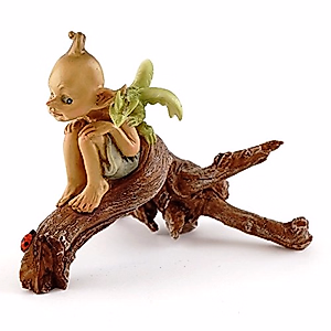 Top Collection Miniature Garden Pixie with Baby Dragon on Branch
