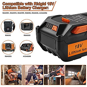 [1-Pack] 18V High-Output 6.0Ah! Battery for Ridgid 18 Volt Power Tools Battery R840087 R840083 R840086 R840085 R840084 AC840085 AC840086 AC840087P etc.