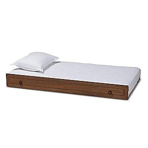 Baxton Studio Alya Classic Traditional Farmhouse Walnut Brown Finished Wood Twin Size Trundle