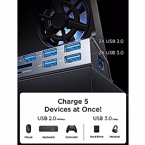 LISEN Docking Station for Asus Rog Ally Turbo 30W Mode & Steam Deck,13-in-1 Steam Deck Dock with 5 USB 3.0 & 2.0, Dual Cooling Fan, HDMI 4K@60Hz, 100W PD Charging and 1000Mbps Steam Deck Accessories