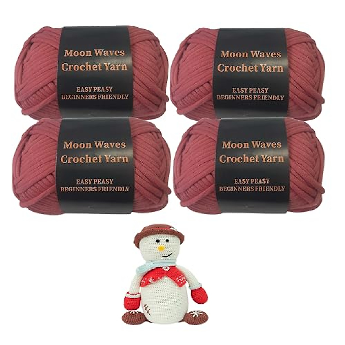 Moon Waves Yarn for Crocheting and Knitting Cotton-Nylon Blend Yarn Great for Beginners Easy to See Stitches (Mauve)