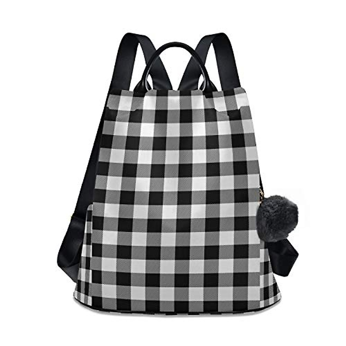 ALAZA Retro Black White Buffalo Plaid Backpack Purse for Women Anti Theft Fashion Back Pack Shoulder Bag