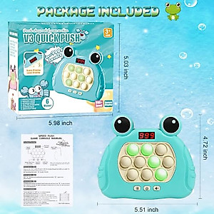 olloiig Pop Fidget Kids It Games Toy,Fast Push Bubble Game Console with LED Screen for Kids 8-12,Handheld Quick Push Game,Autism Sensory Toys,Birthdayxmas Gifts for Boys,Girls,Adults (Frog Blue)