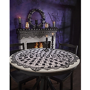 Spirit Halloween Round Lace Beetlejuice Tablecloth